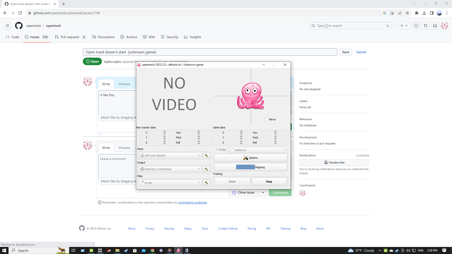 Open track doesn't start (unknown game) Can anyone help? · Issue #1740 · opentrack/opentrack ...