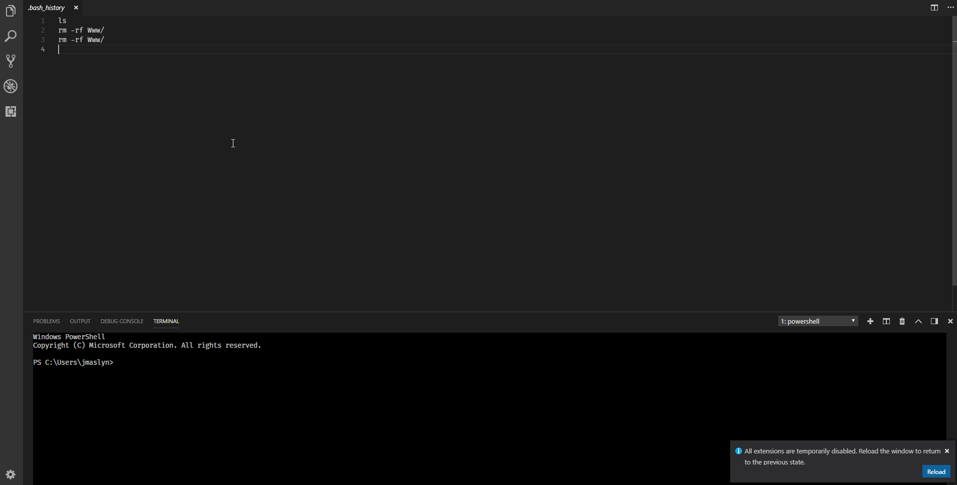 Integrated Terminal is no longer themed to match the rest of Code ...