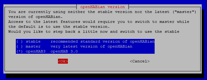 Fresh installation of OH3 ask me to upgrade to OH3 · Issue #1403 · openhab/openhabian · GitHub