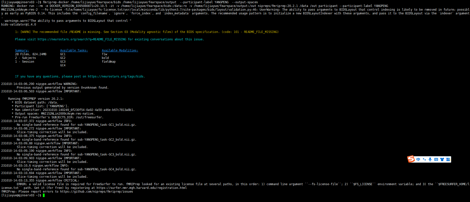 ERROR: a valid license file is required for FreeSurfer to run. · Issue #3104 · nipreps/fmriprep ...