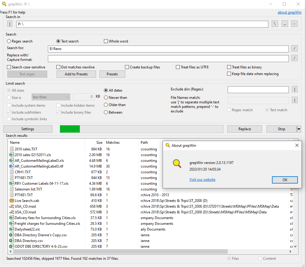 First letter missing in every path in the search results · Issue #393 · stefankueng/grepWin · GitHub