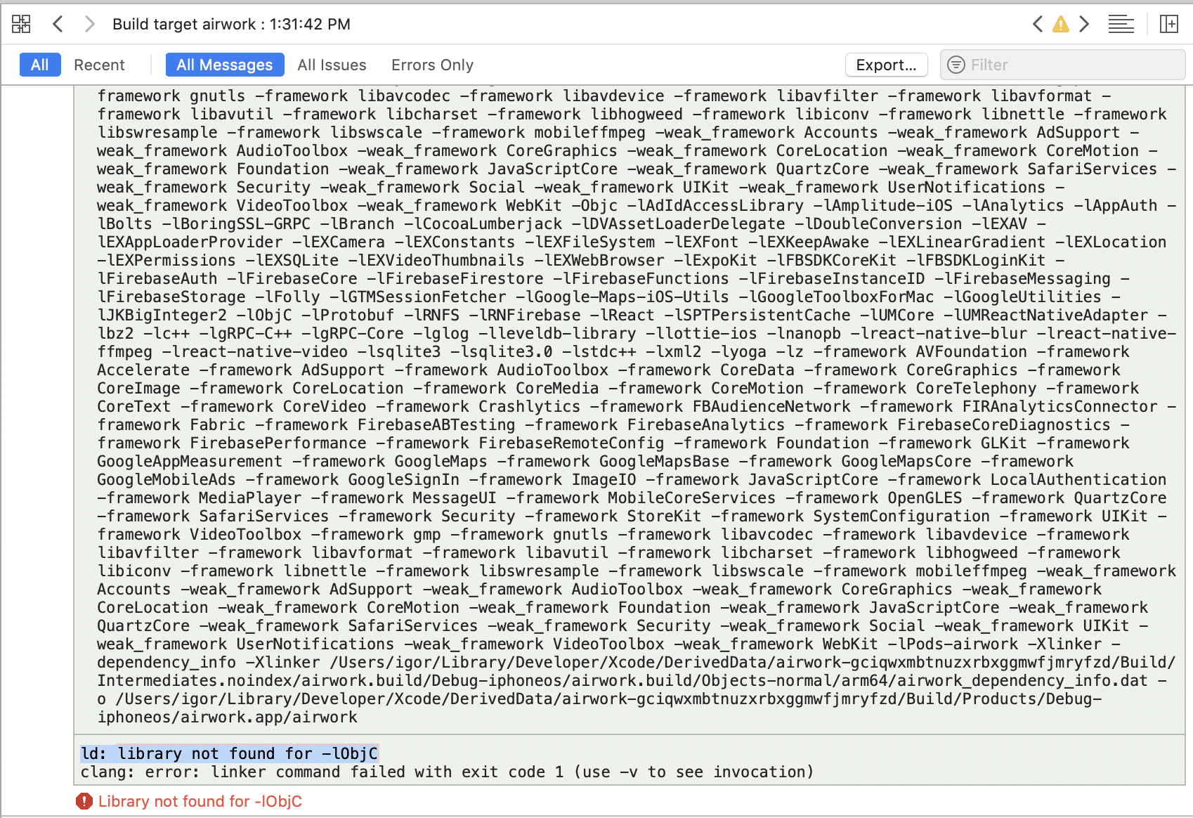VideoCaching: library not found for -lObjC · Issue #1770 · TheWidlarzGroup/react-native-video ...