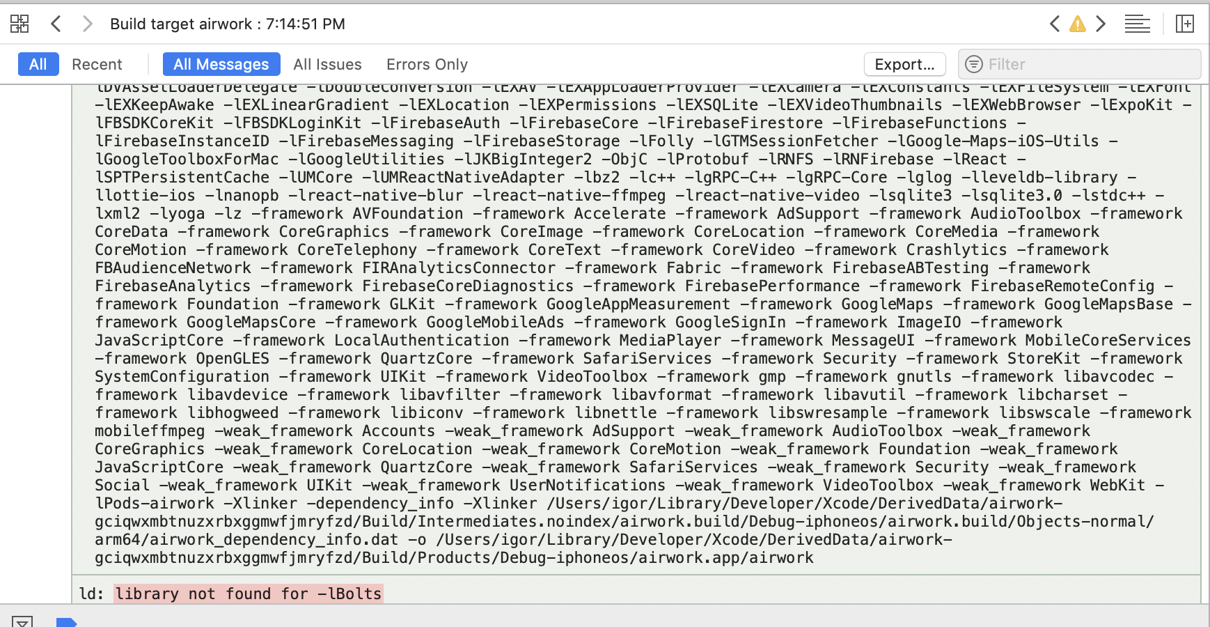 Ld Library Not Found For Lbolts · Issue 5760 · Expoexpo · Github