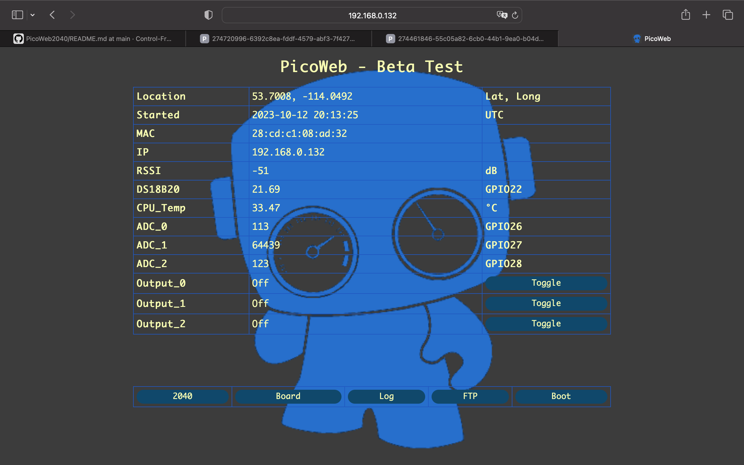GitHub - Control-Freaks/PicoWeb2040: RP2040W web server. Control outputs or retrieve sensor data ...