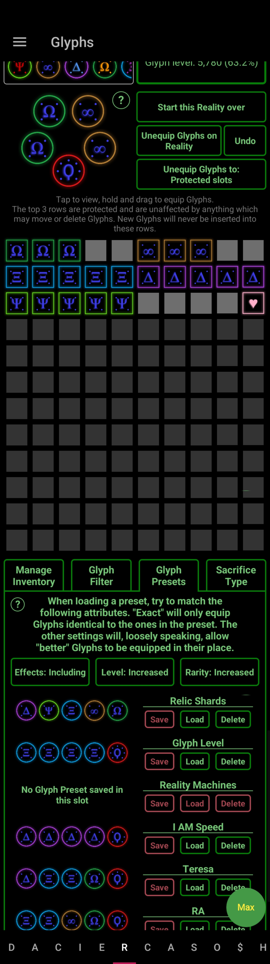 Glyph Preset · Issue 684 · Antimatter Dimensionsmobile Issues · Github