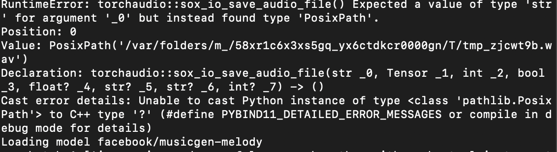 Persisting Error after generation · Issue #308 · facebookresearch/audiocraft · GitHub