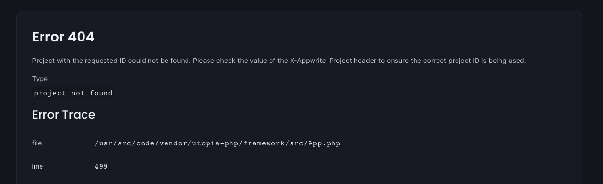 🐛 Bug Report: Clarify error message when project ID is missing · Issue #6166 · appwrite/appwrite ...