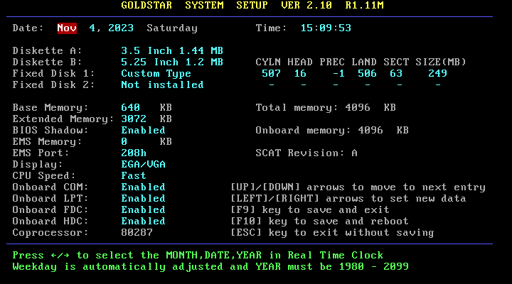 GoldStar GDC-212M fixed disk drive problem when configuring the BIOS setup · Issue #3803 · 86Box ...