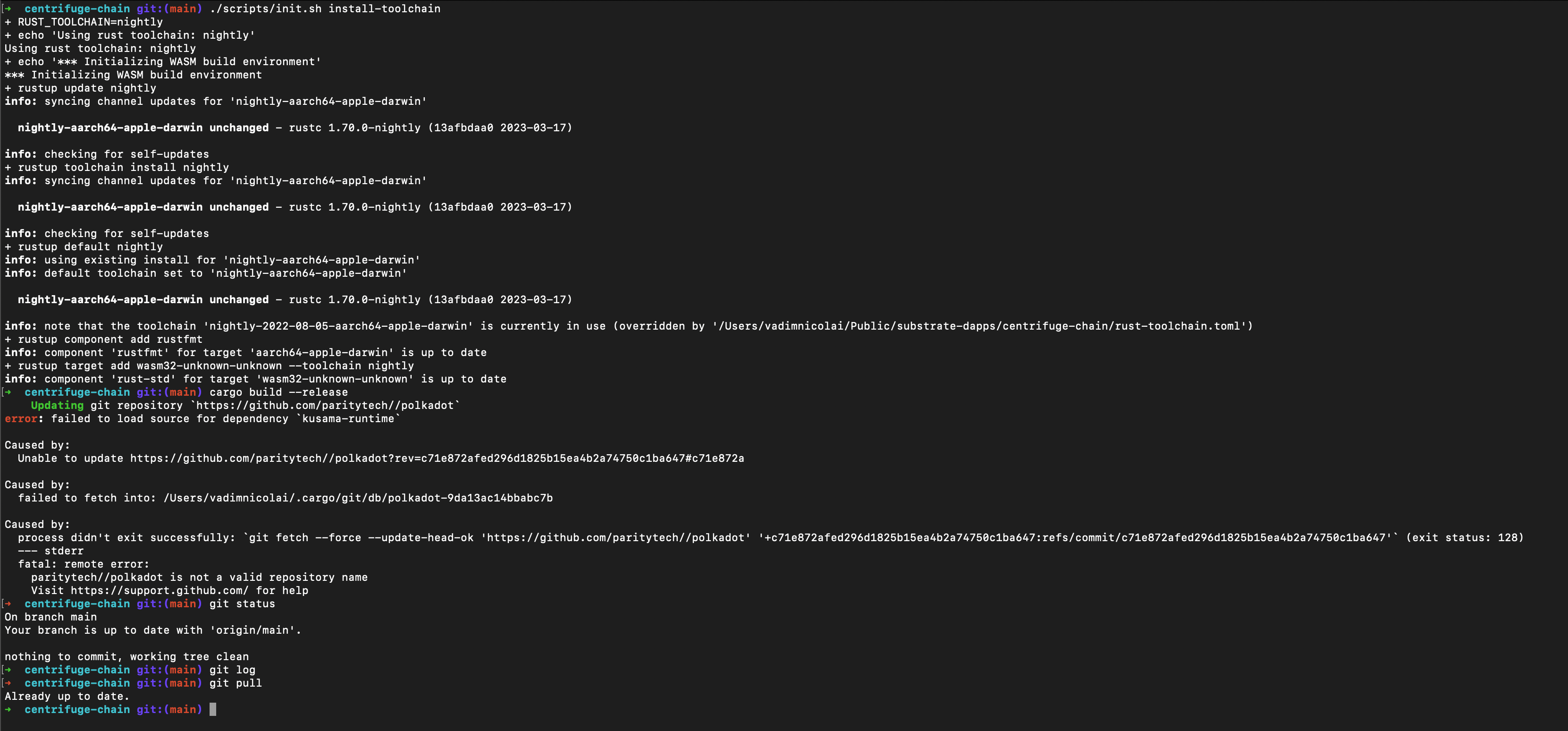 Development env fails · Issue #1271 · centrifuge/centrifuge-chain · GitHub