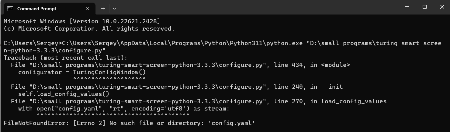 Cant Run Configurepy · Issue 358 · Mathoudebineturing Smart Screen Python · Github 
