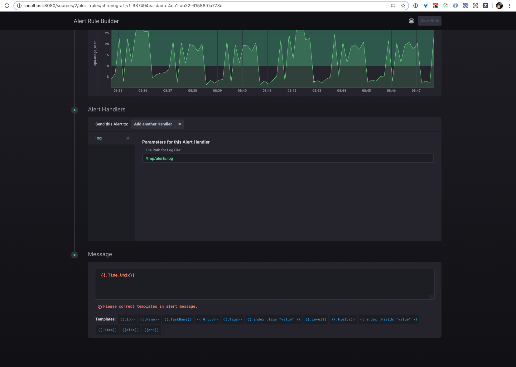 Cannot use .Time.Unix in alert rule message template · Issue #5492 · influxdata/chronograf · GitHub