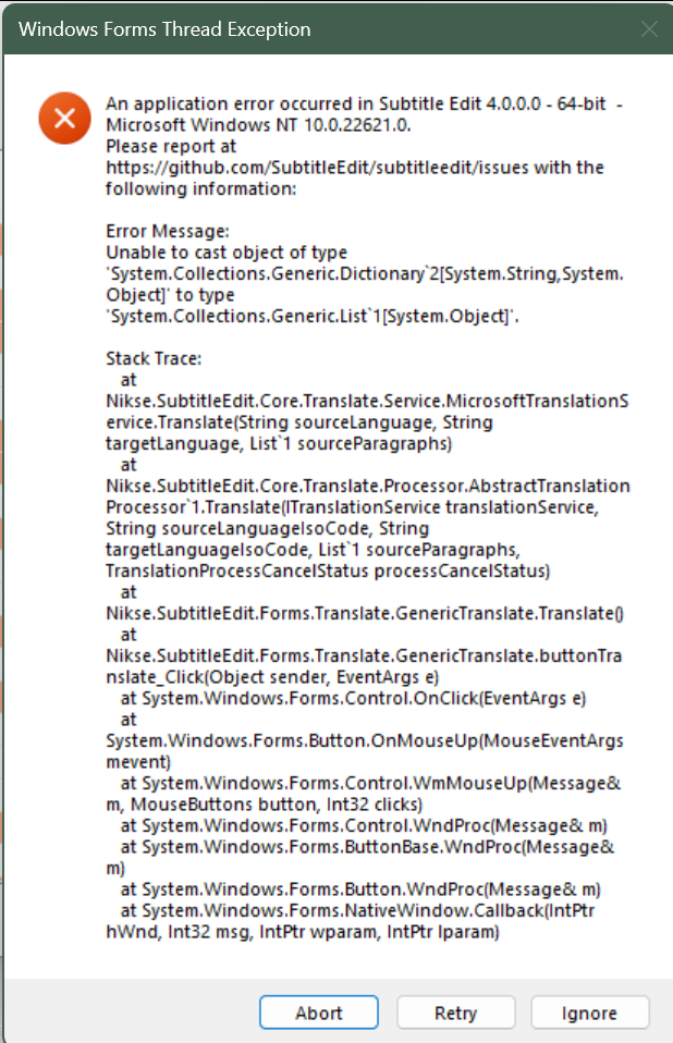 Crash during translation · Issue #7519 · SubtitleEdit/subtitleedit · GitHub