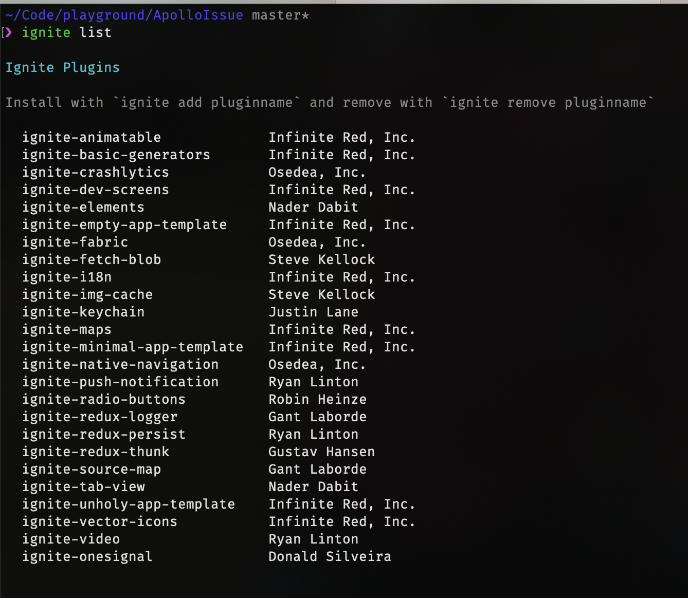 CLI Needs A list option · Issue #1028 · infinitered/ignite · GitHub