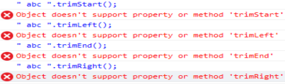 trimStart, trimEnd and their aliases trimLeft and trimRight are not ...