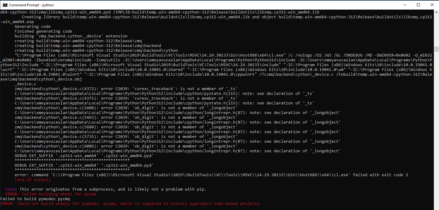 Error installing pyModeS : Failed to build pymodes pyzmq · Issue #1432 · RVC-Project/Retrieval ...