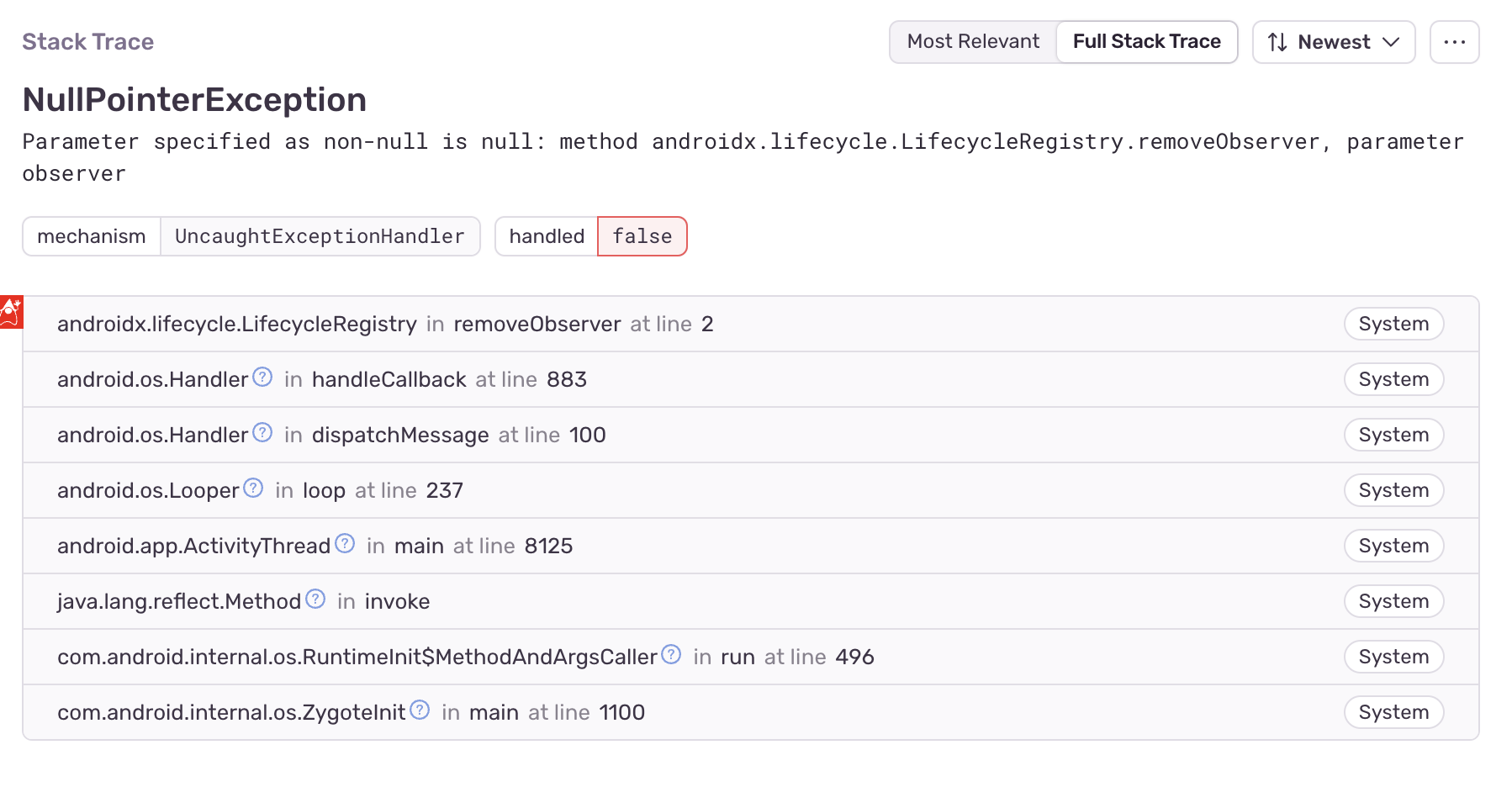 Nullpointerexception Lifecycleregistryremoveobserver · Issue 1776
