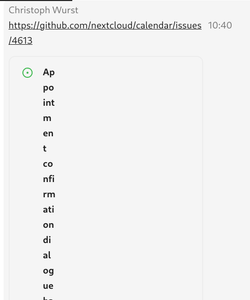 GitHub widget in chat is squished · Issue #55 · nextcloud/integration_github · GitHub