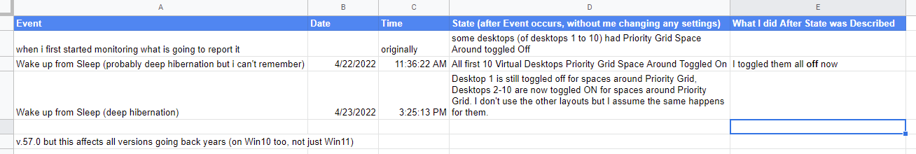 FancyZones won't remember (or won't remember for long) toggle settings of spaces around zones ...