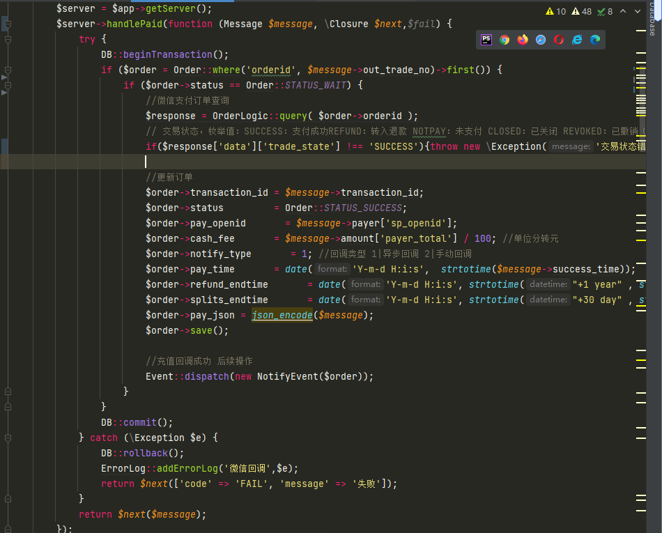 6.x新版本的回调中如果逻辑报错，如何告知微信通知失败，让微信发起轮询通知策略 · Issue #2689 · w7corp/easywechat · GitHub
