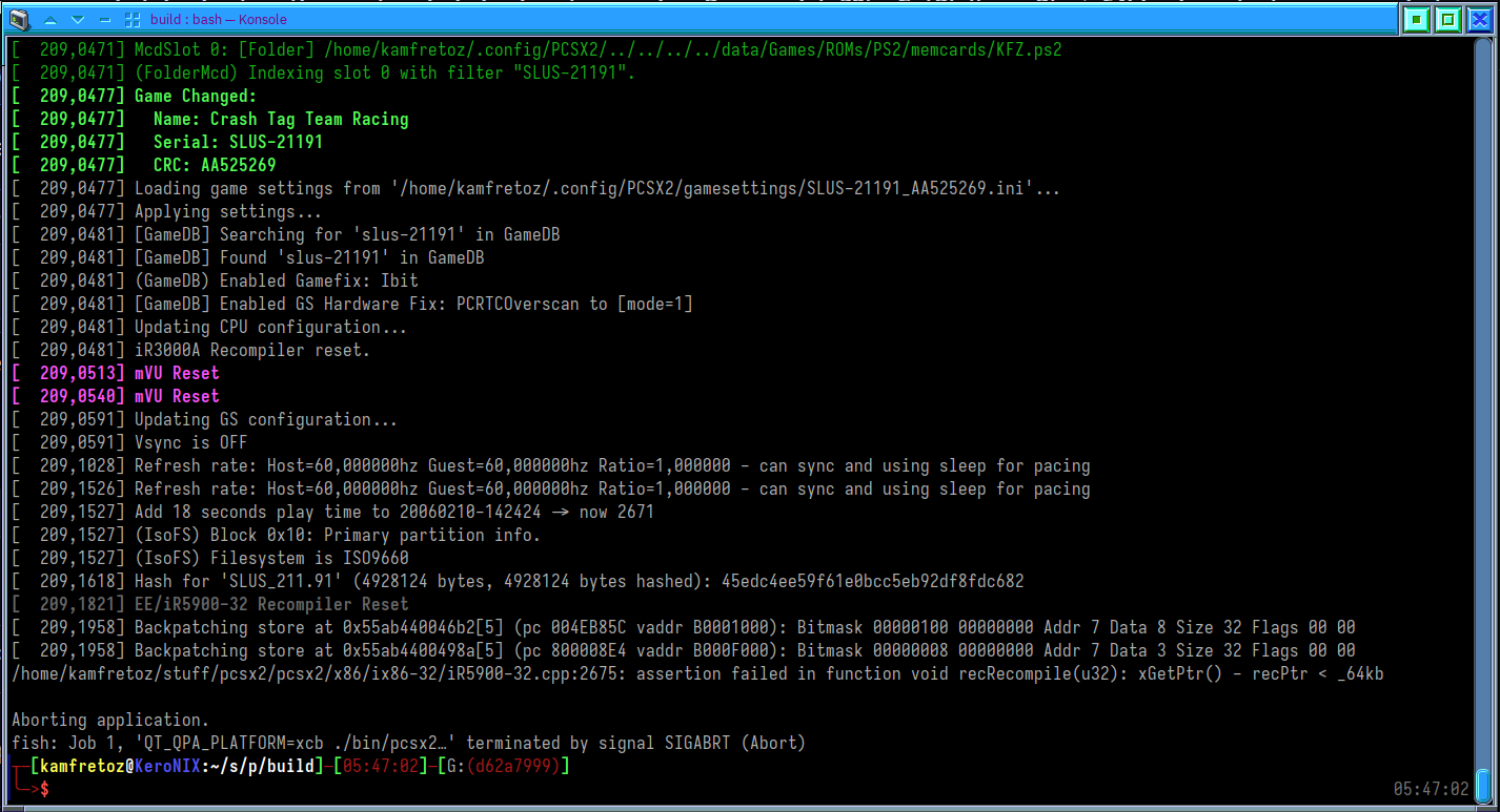 [BUG]: PCSX2 on linux immediately aborts with assertion failed in function void recRecompile(u32 ...
