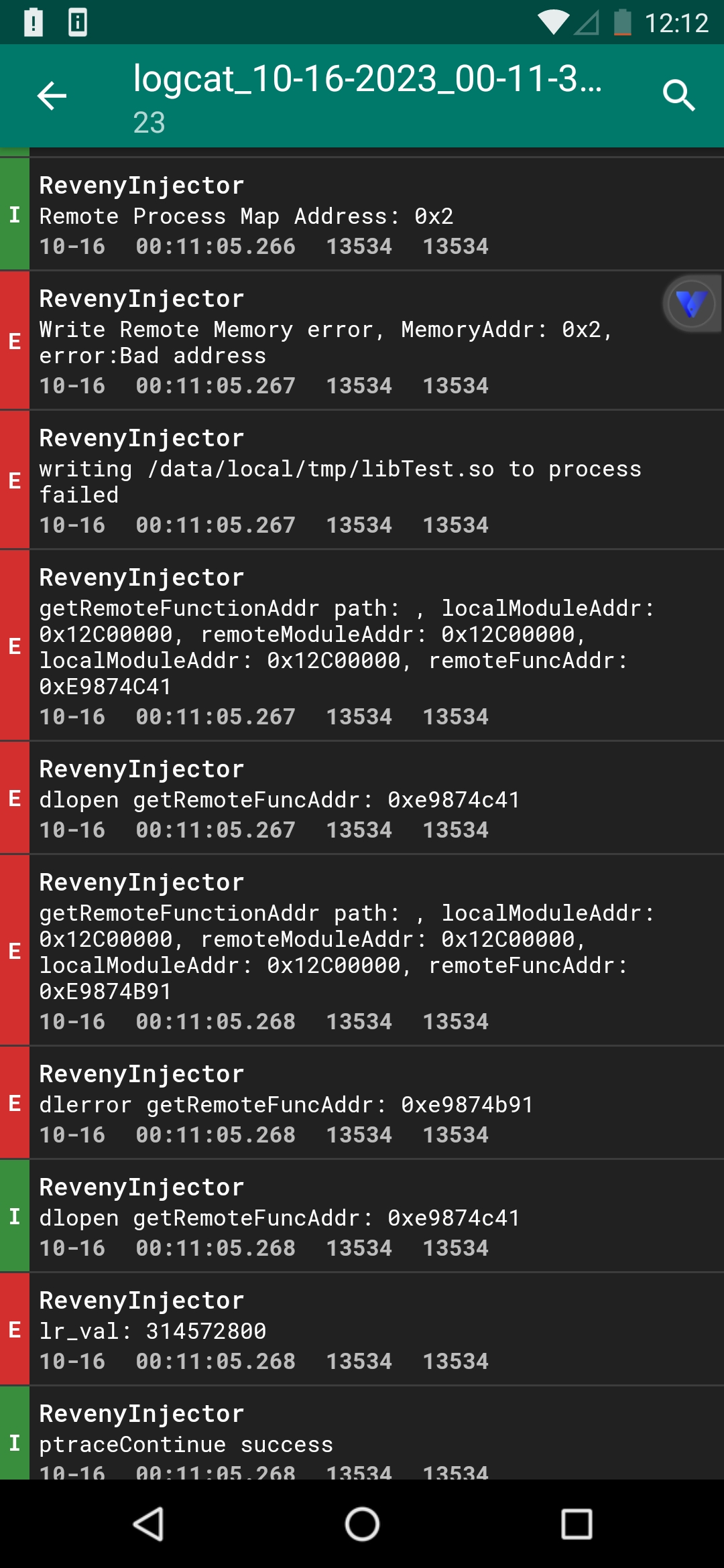 Writing to process failed Result: -1 · Issue #14 · reveny/Android-GUI-Injector · GitHub