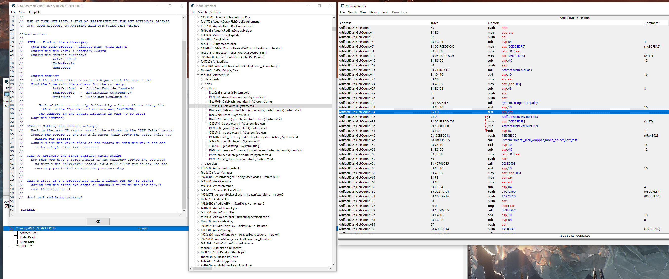 Cannot find {currency}:GetCount+34 · Issue #1 · TheRedBull/CheatEngine ...