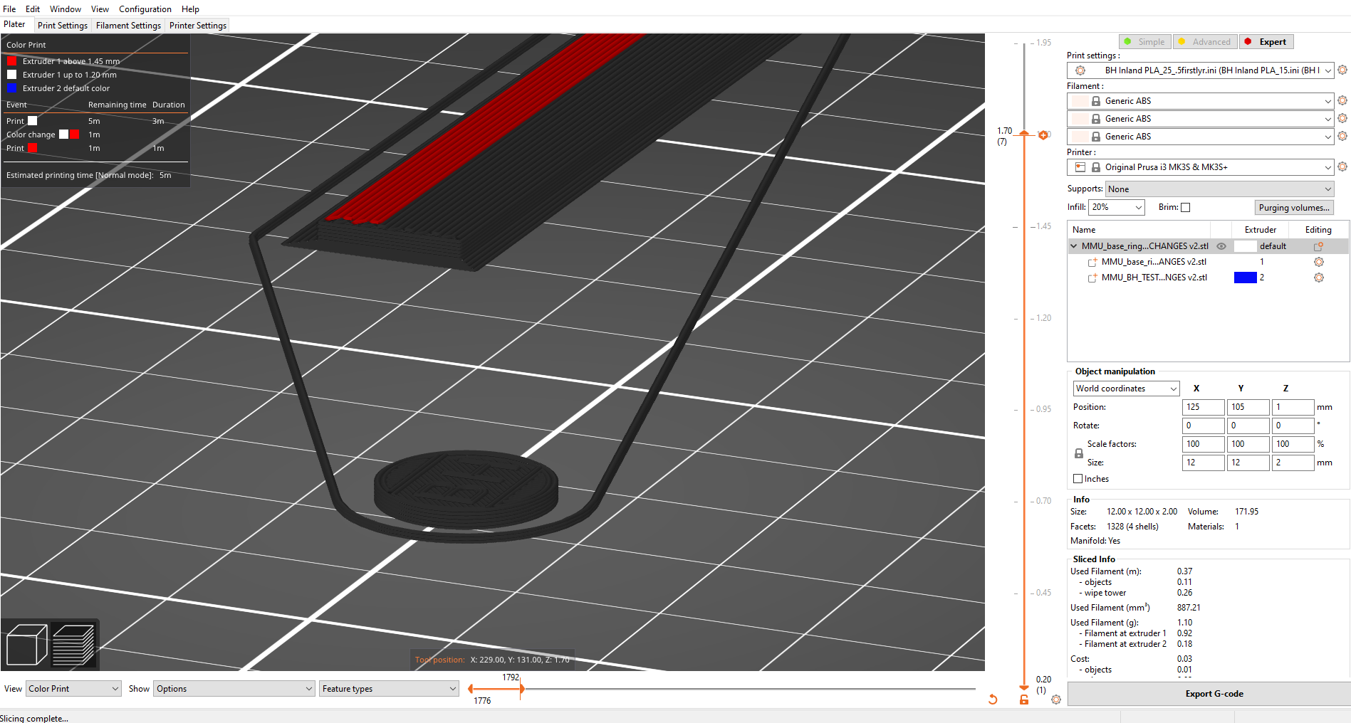 Force Wipe Tower use before print on layer color change in main part coincident with subpart ...