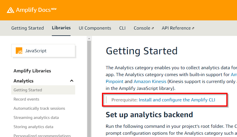 no link to "Getting Started" for library Analytics in doc v2 · Issue ...