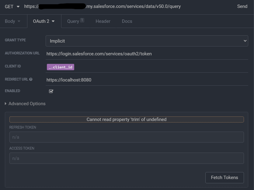 Receive "Cannot read property 'trim' of undefined" error when using Oauth 2 Implicit grant type ...