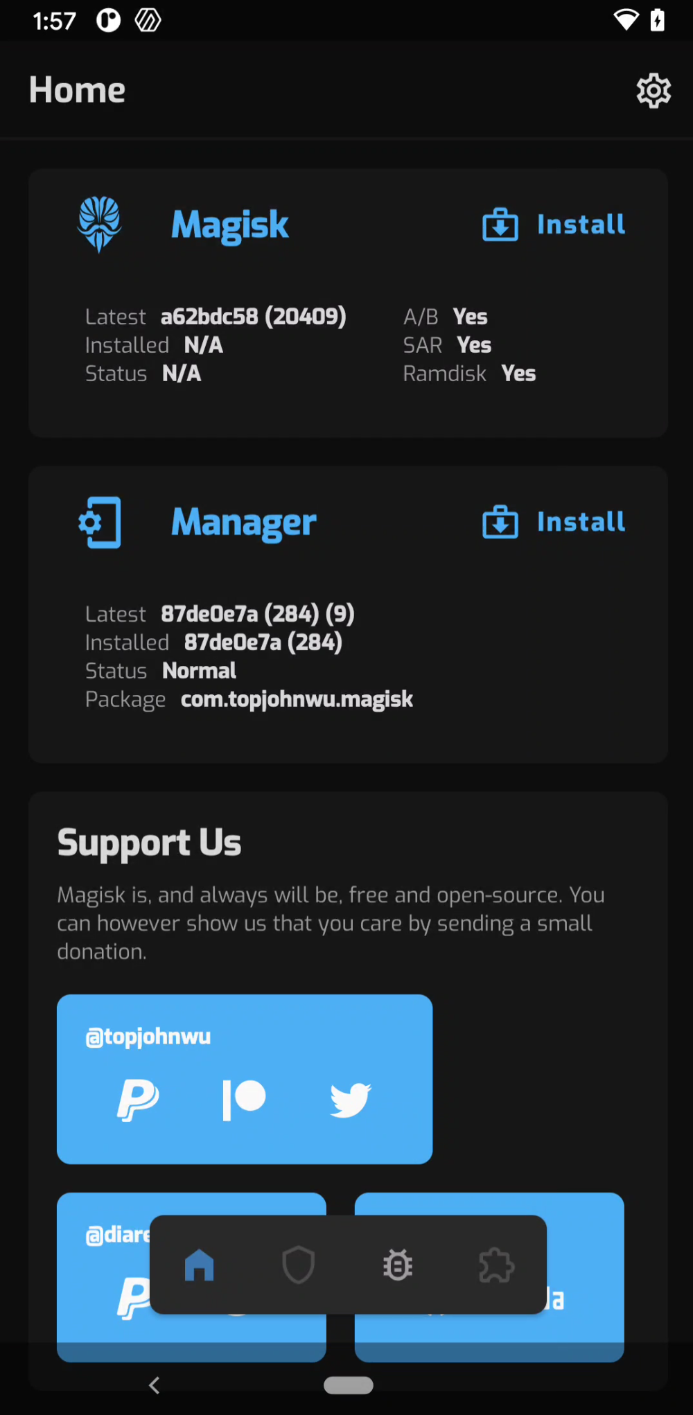 Magisk shown as uninstalled after installing a module · Issue #2795 · topjohnwu/Magisk · GitHub