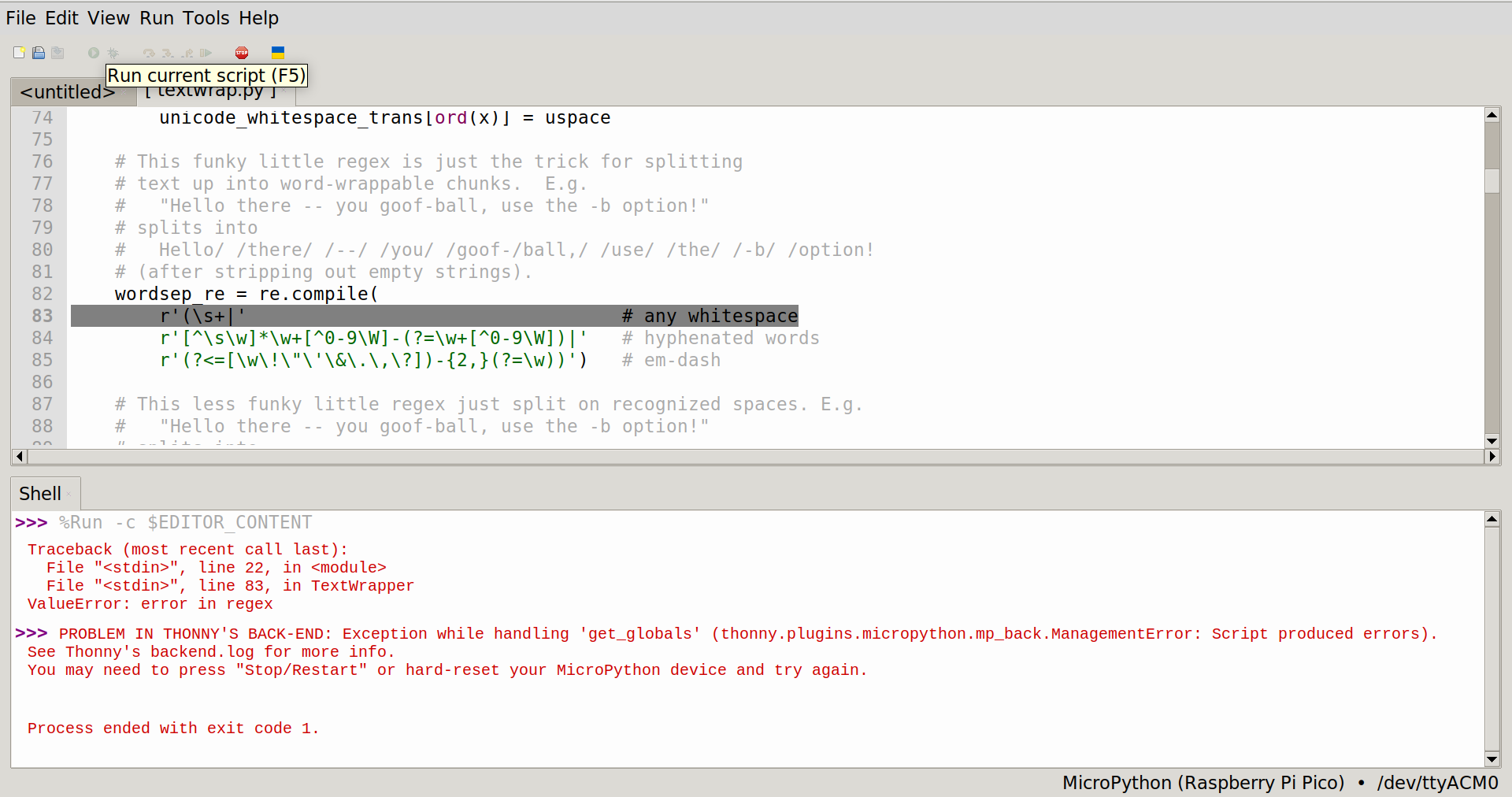 Picow Micropython And Textwrap Does It Work Fully Or Is It The Re Module · Issue 9346