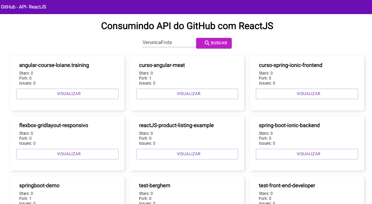 GitHub - VeronicaFrota/reactJS-github-api