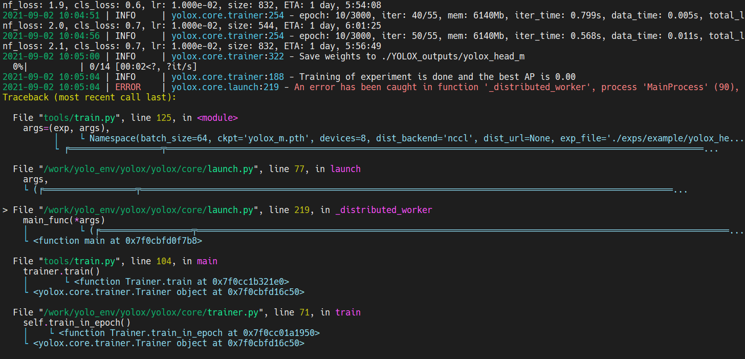 train custom dataset stop after 10 epoch during eval · Issue #632 · Megvii-BaseDetection/YOLOX ...