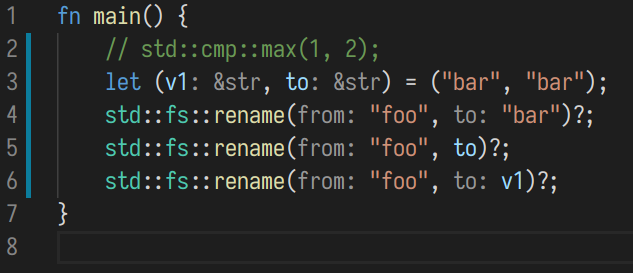 Wrong parameter hint when using `std::cmp::max` and `std::fs::rename` together · Issue #6373 ...