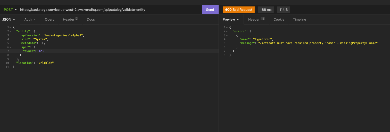plugin-catalog: entity validation endpoint · Issue #11179 · backstage/backstage · GitHub