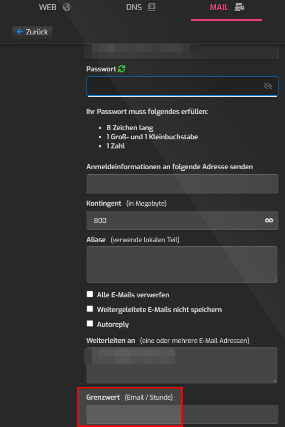 Bug Rate Limit In Email Adress Blank In Ui Saved Correct In Limits 