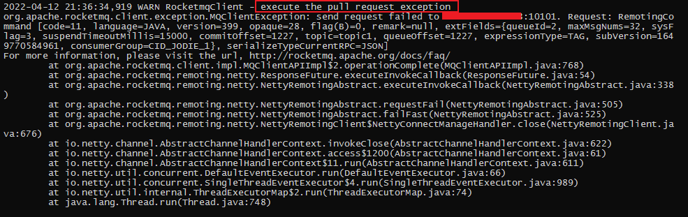 No further information for "execute the pull request exception" · Issue #4158 · apache/rocketmq ...