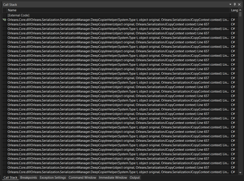 Orleans Client - Stack Overflow · Issue #7390 · dotnet/orleans · GitHub