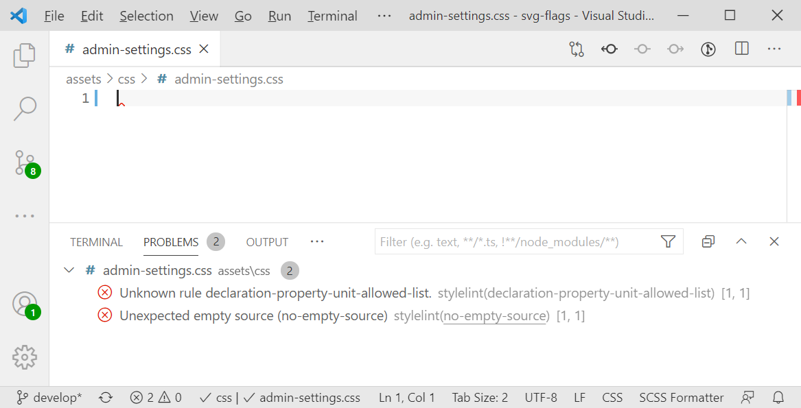 stylelint error on 1st line of every CSS/SCSS file · Issue #30086 · WordPress/gutenberg · GitHub