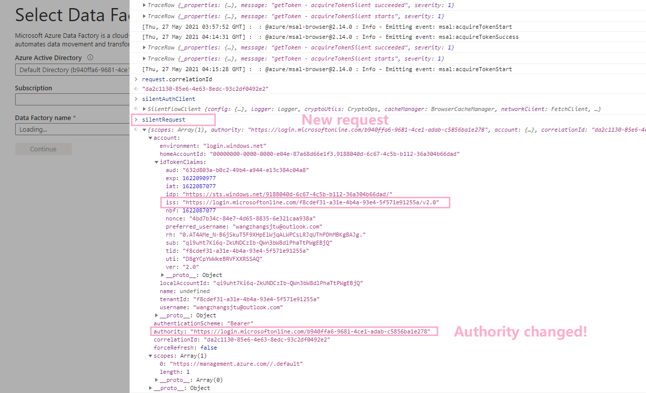 Access token didn't get refreshed after switching to another tenant in MSAL2.0 · Issue #3687 ...