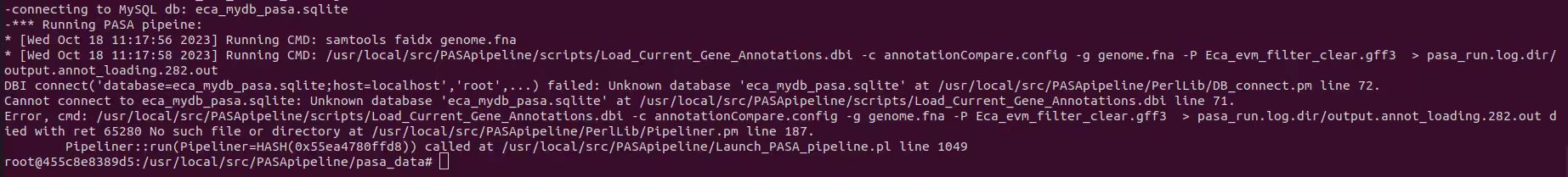 some errors when using Launch_PASA_pipeline.pl for updating my EVM annotation by using mysql ...