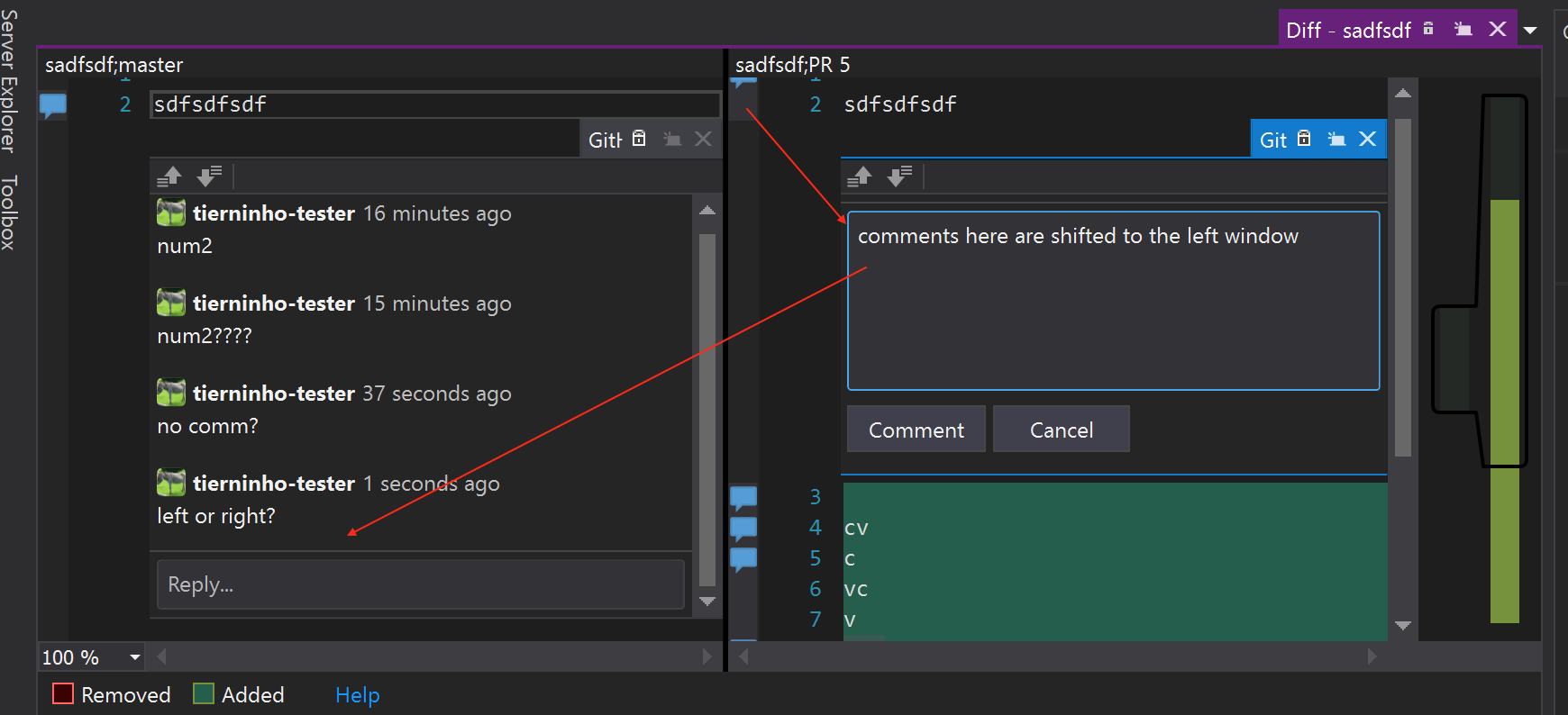 Inline comments shifting from added to removed side of diff · Issue #1141 · github/VisualStudio ...