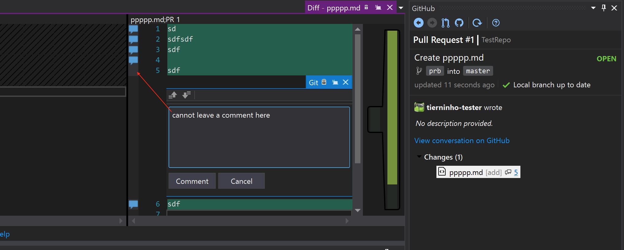 Comments added to a line in diff are not displaying in VS · Issue #1149 · github/VisualStudio ...