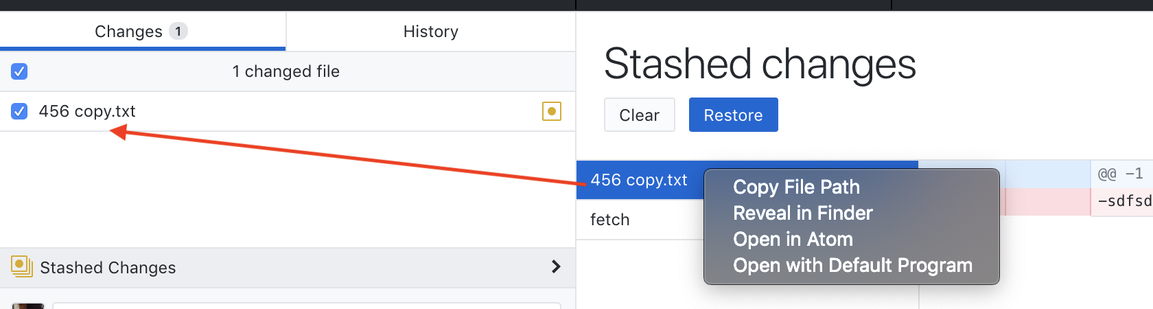 [stashing] display right-click menu in stash diff · Issue #7290 · desktop/desktop · GitHub