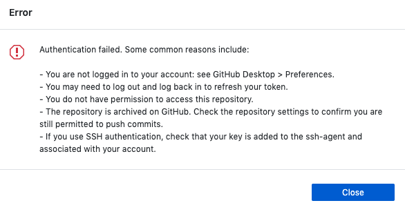 Simplify the Auth Failure modal · Issue #6649 · desktop/desktop · GitHub