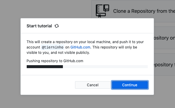 [onboarding] Disable Continue button if tutorial repo is loading · Issue #8288 · desktop/desktop ...