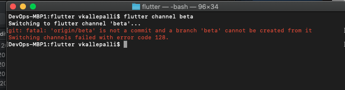 I'm trying to Install the beta version of flutter to enable web ...