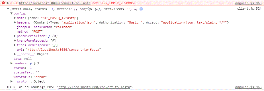 Server is sending empty response when converting a big FASTQ file to ...