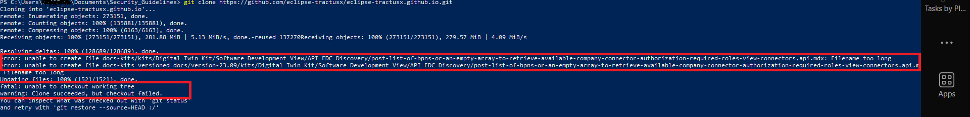 Error Unable To Create File Docs · Issue 493 · Eclipse Tractusxeclipse