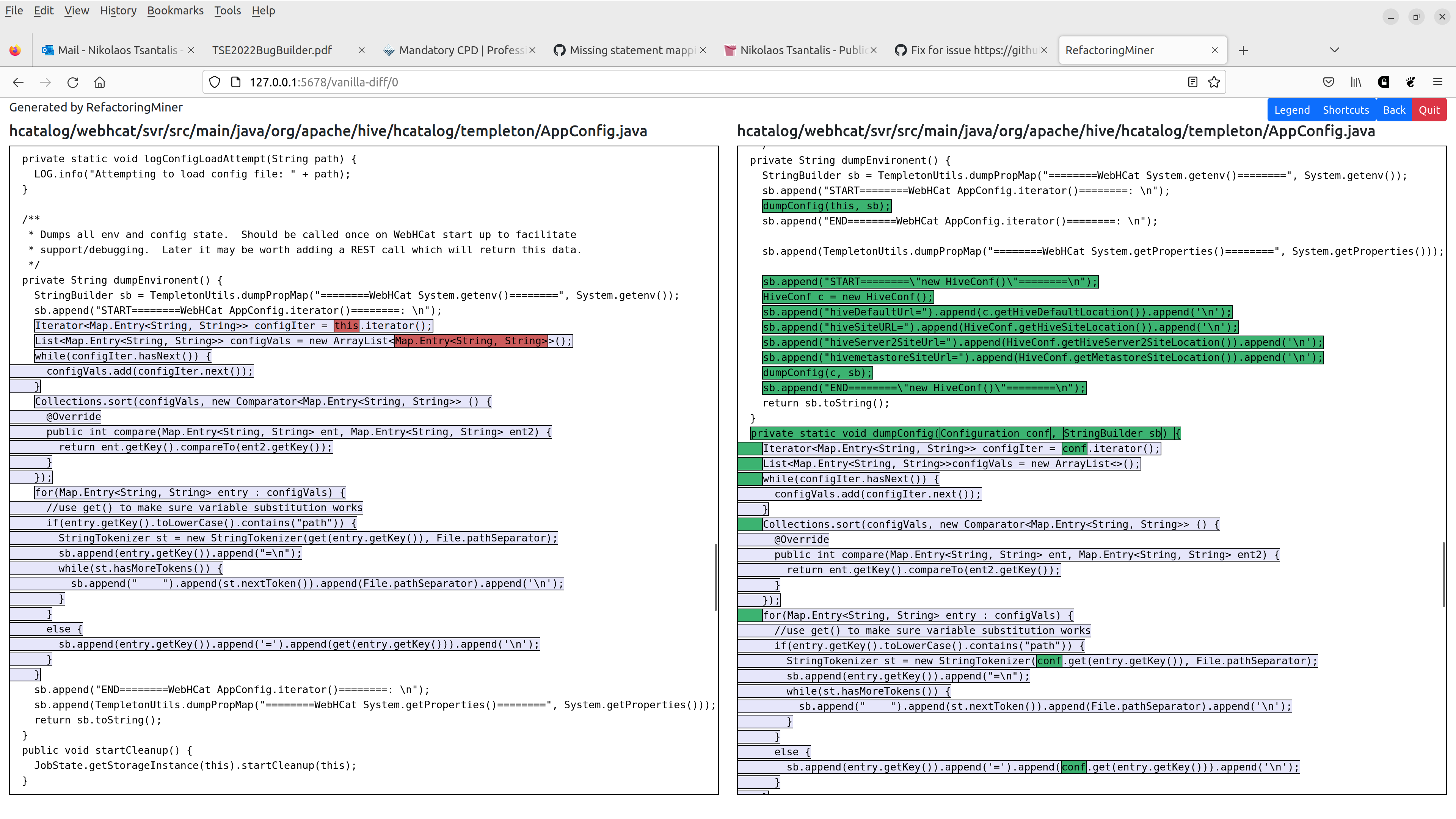 Missing statement mappings and inaccurate replacement · Issue #305 · tsantalis/RefactoringMiner ...